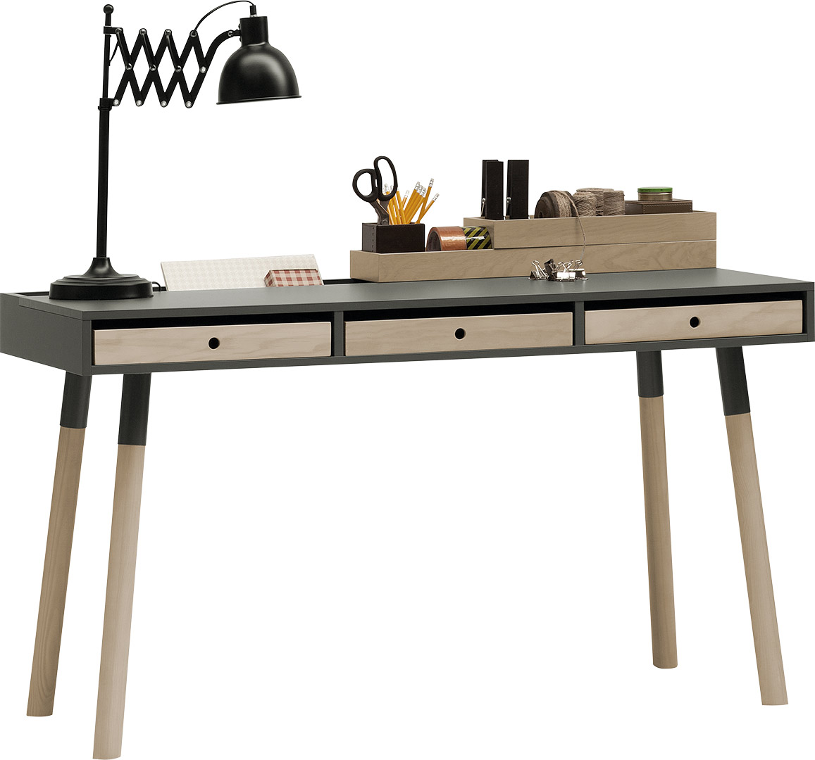 Biurko z Półkami - Proste Biurko Drewniane - VOX